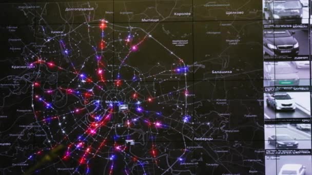 Interactive map in the traffic monitoring center shows statistics ...