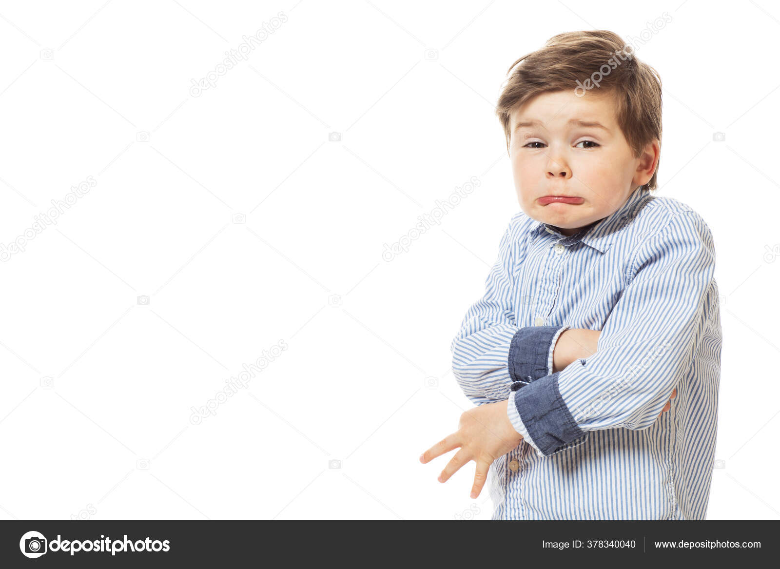 Young Cute Upset Little Boy Posing White Background Stock Photo by ... Young Cute Upset Little Boy Posing White Background Stock Photo by ...