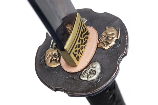 Devil Tsuba Handguard Japanese Sword Made Copper Isolated White ...
