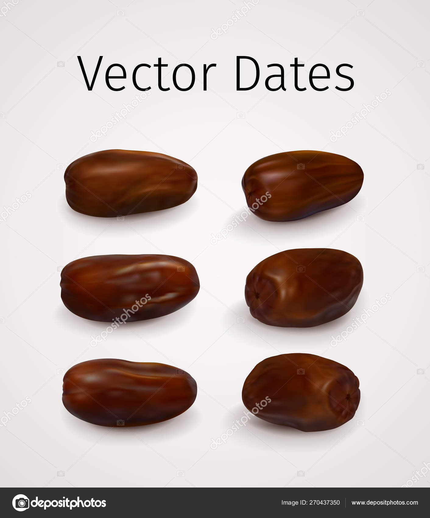Set of Realistic Vector Dates Fruit Stock Vector by ©ivn3da 270437350
