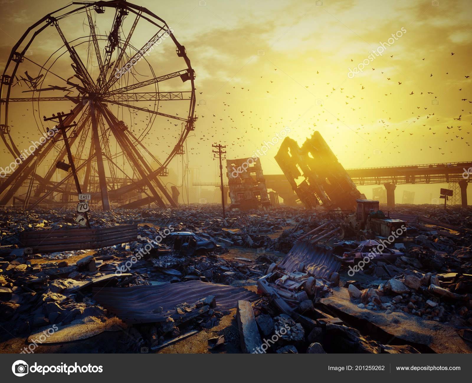 Apocalypse Landscape Sunset Rendering Concept Stock Photo by ©vicnt2815 ...