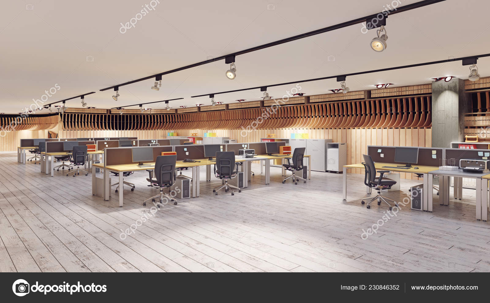 Modern Office Interior Rendering Design Concept Stock Photo by ...