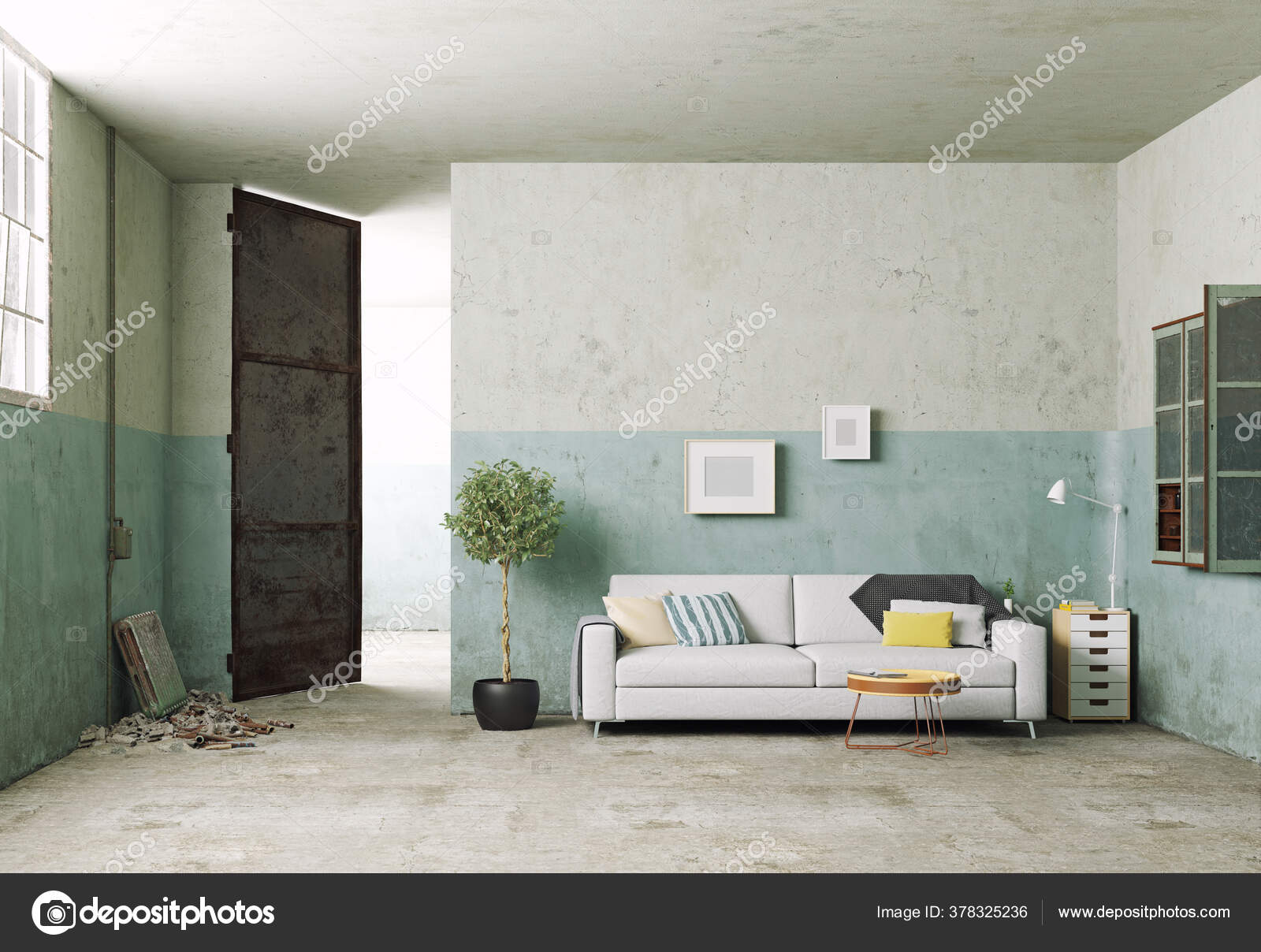 Sofa Old Room Rendering Concept — Stock Photo © vicnt2815 #378325236