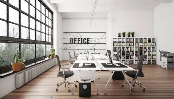 Contemporary Office Interior Rendering Design Concept Stock Photo by ...