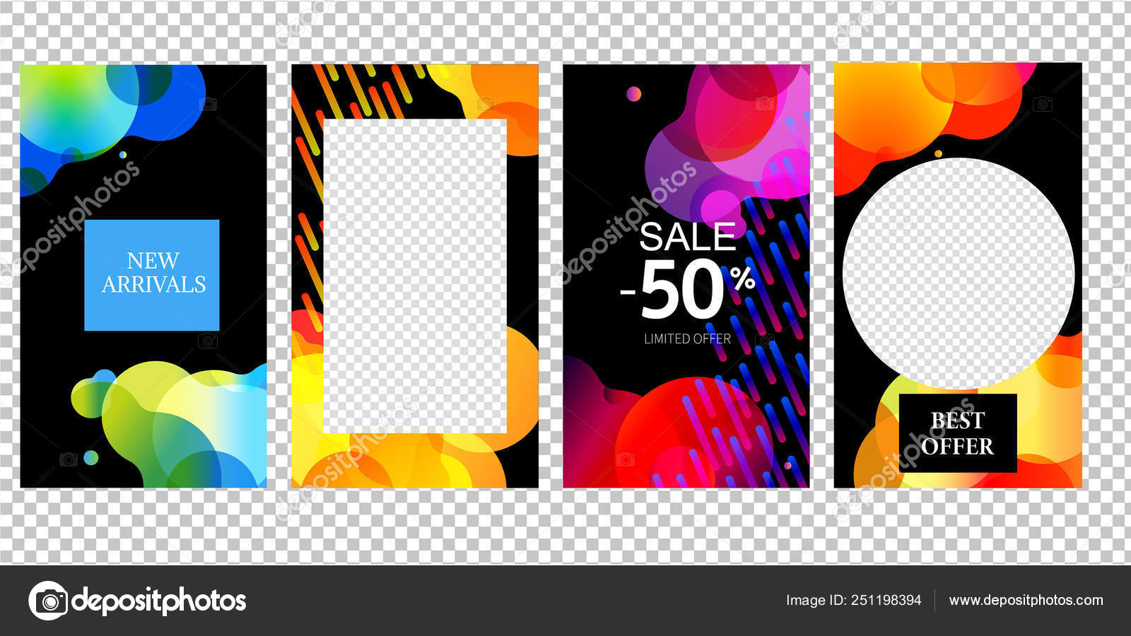 Editable Story Template Collection Photo Frames Transparent Background ...