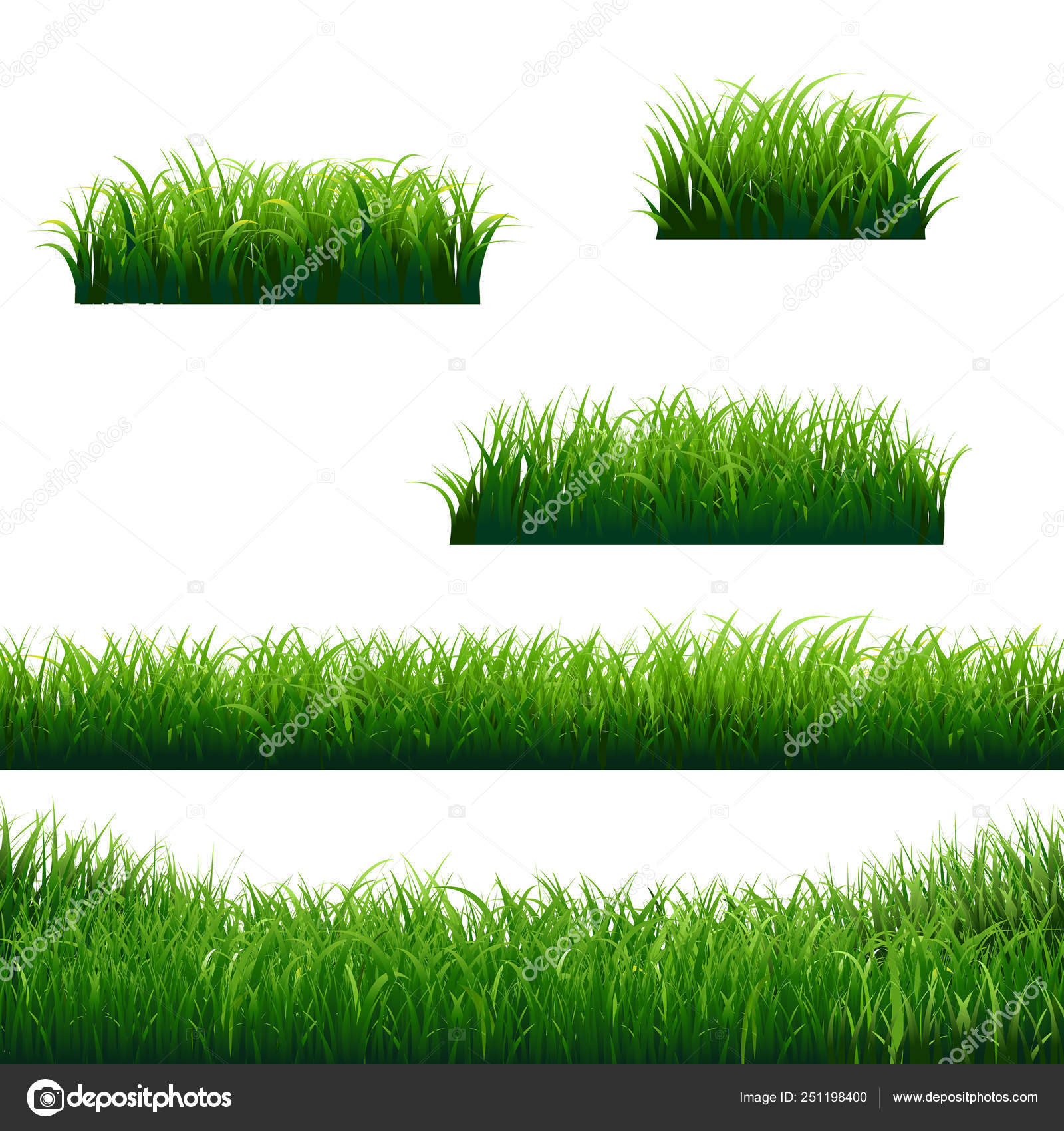 Green Grass Borders Big Collection Vector Illustration Vektor Stok oleh ...