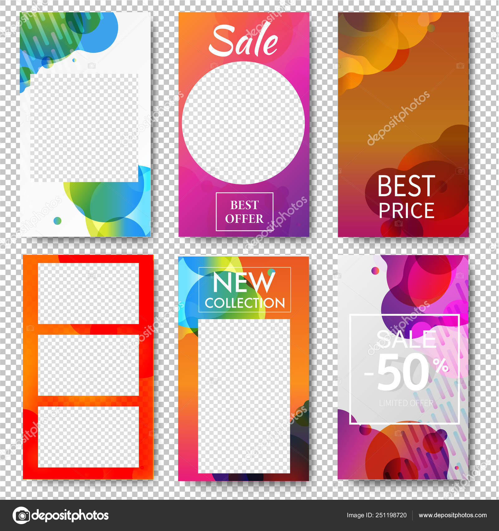 Stories Templates Set Transparent Background Gradient Mesh Vector ...