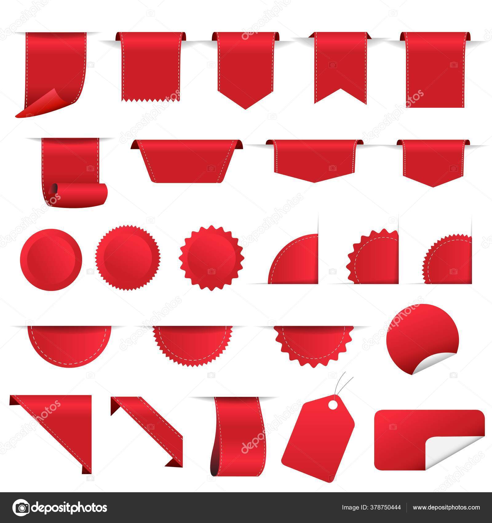 Red Sale Labels Ribbon Set White Background Stock Vector Image by ...