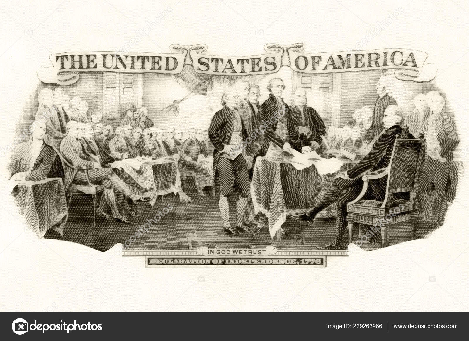 Picture Topic Declaration Independence Back Two Dollar Bill — Stock ...