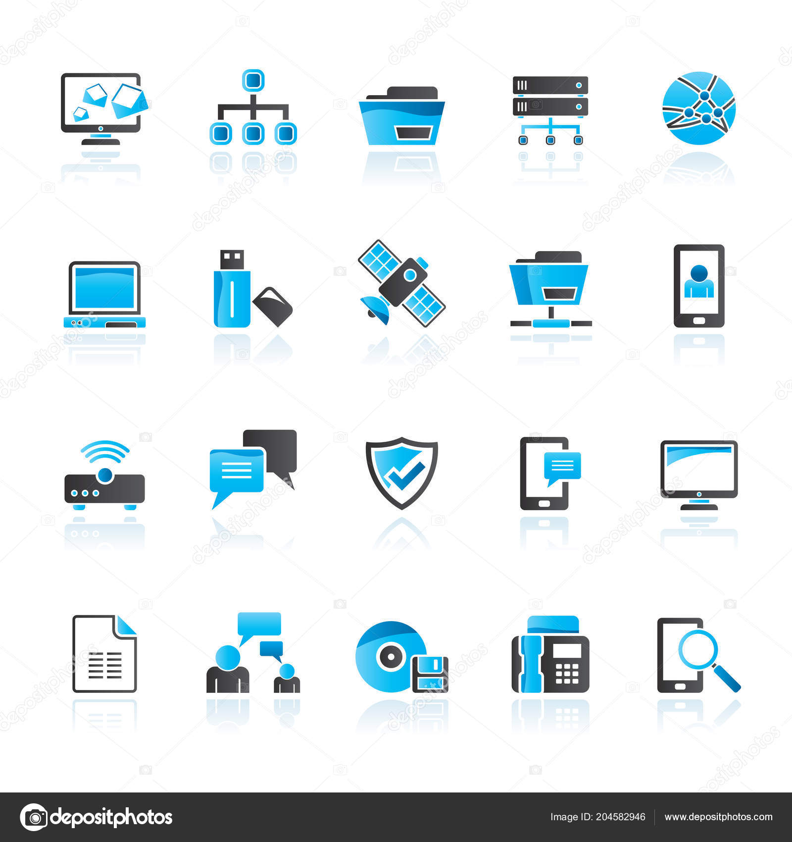 Connection Communication Network Icons Vector Icon Set Stock Vector ...