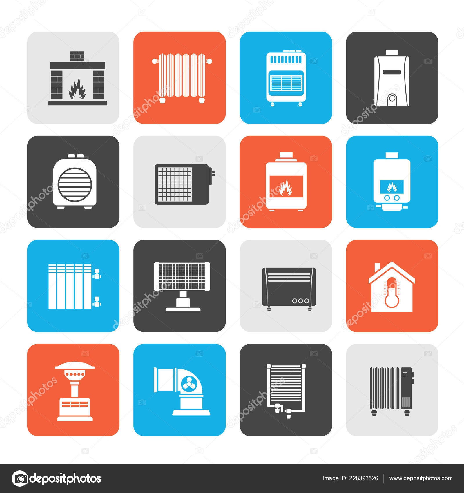 Home Heating Appliances Icons Vector Icon Set Stock Vector Image by ...