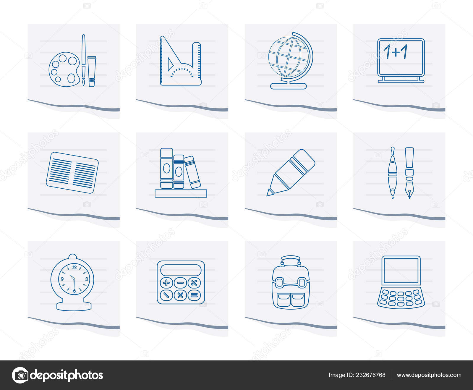School Education Icons Piece Paper Vector Icon Set Stock Vector Image ...