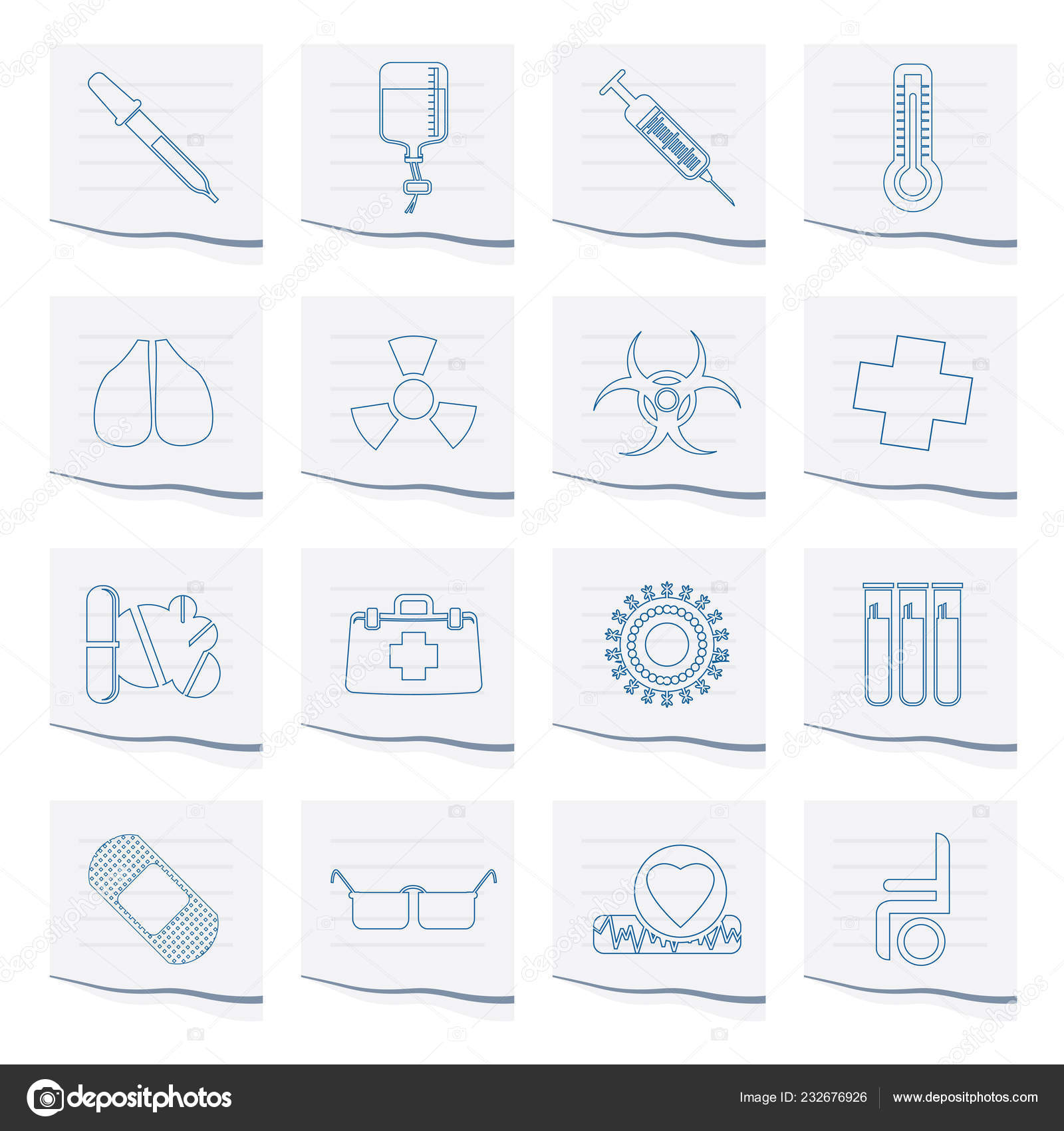 Collection Medical Themed Icons Warning Signs Piece Paper Vector Icon ...