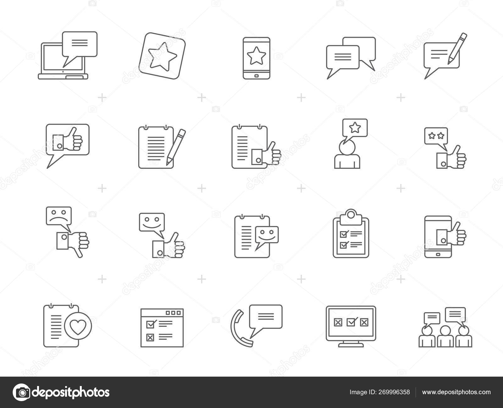 Line Customer Management Feedback Icons Vector Icon Set Stock Vector by ...