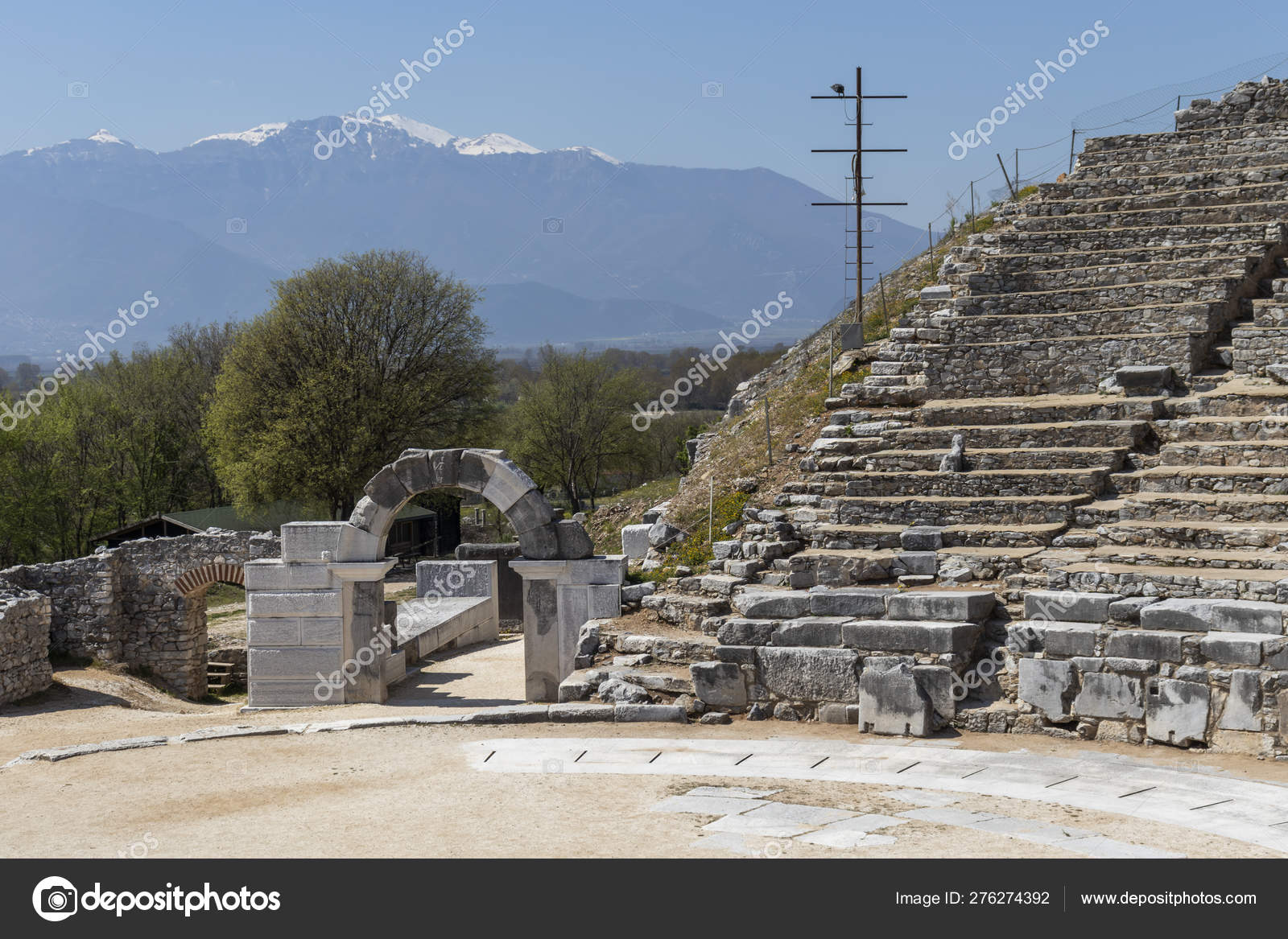 Ruinas Del Antiguo Teatro Sitio Antiguo Filipos Macedonia Oriental ...