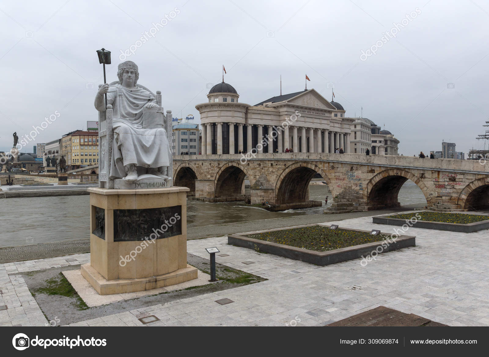 Statue of the Byzantine Emperor Justinian I in city of Skopje – Stock ...