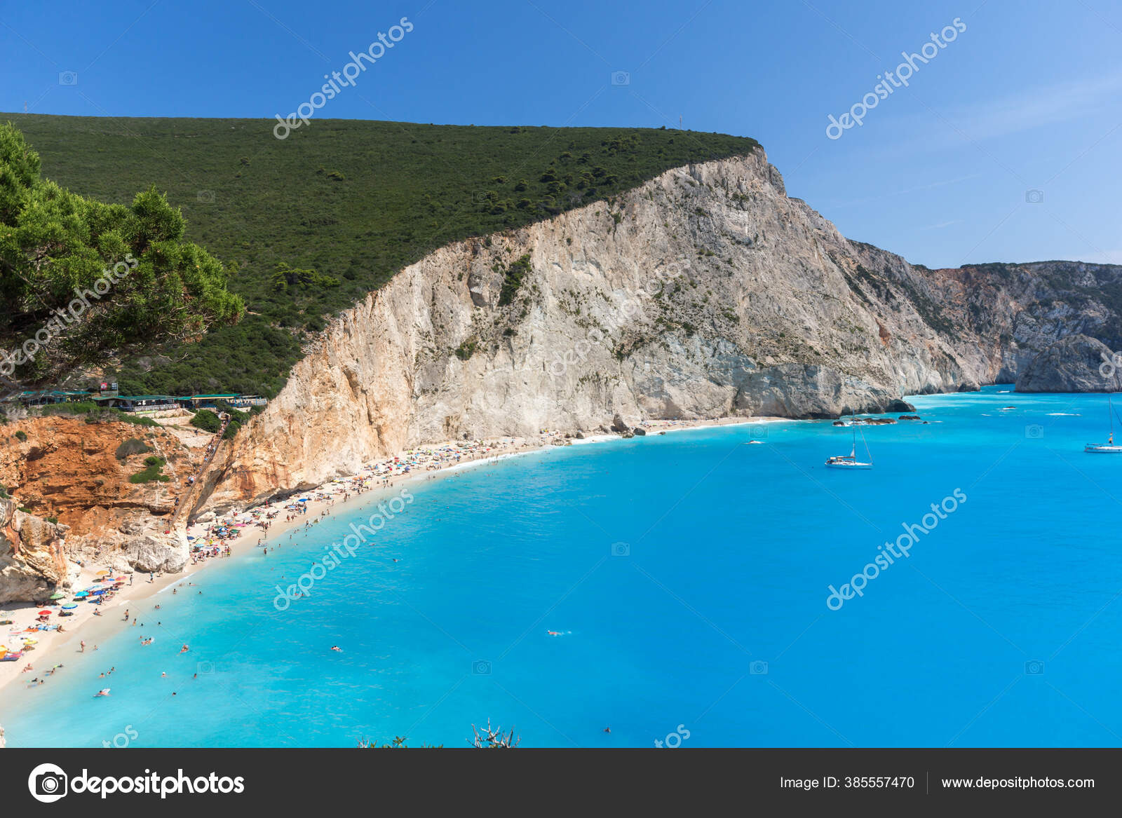 Panorama Porto Katsiki Beach Lefkada Ionian Islands Greece Stock Photo ...