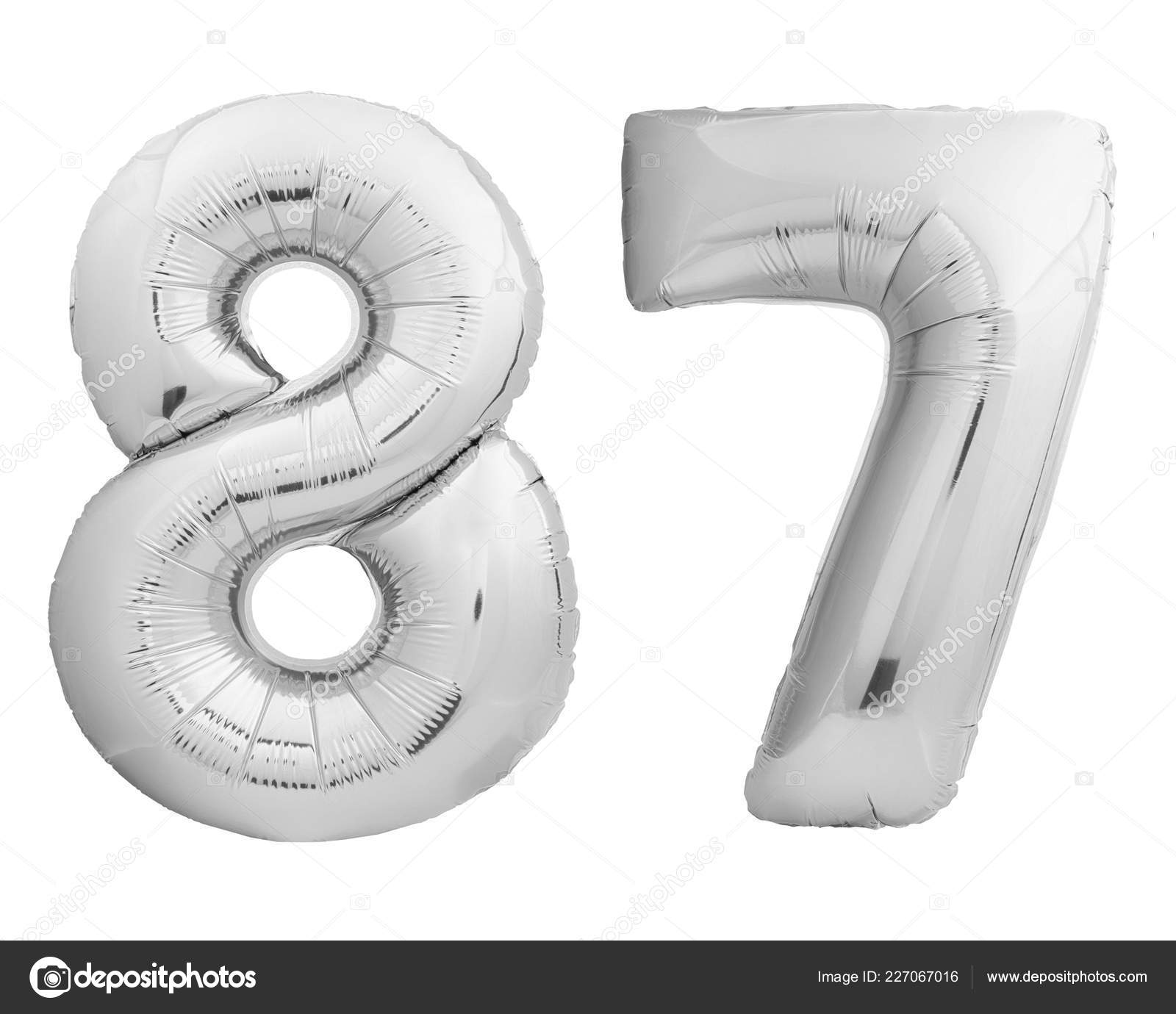 Silver chrome number 87 eighty seven made of inflatable balloon on ...