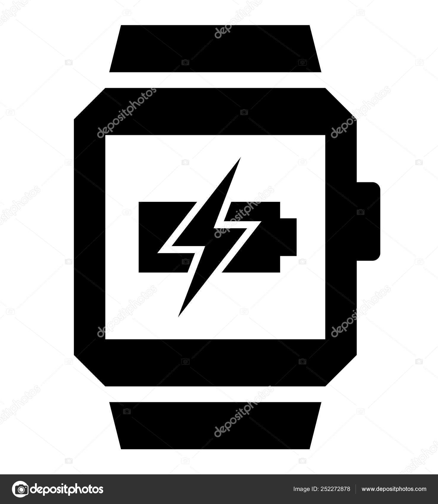Charging Smartwatch Icon Vector Icon Smart Watch Lightning Flat Battery ...