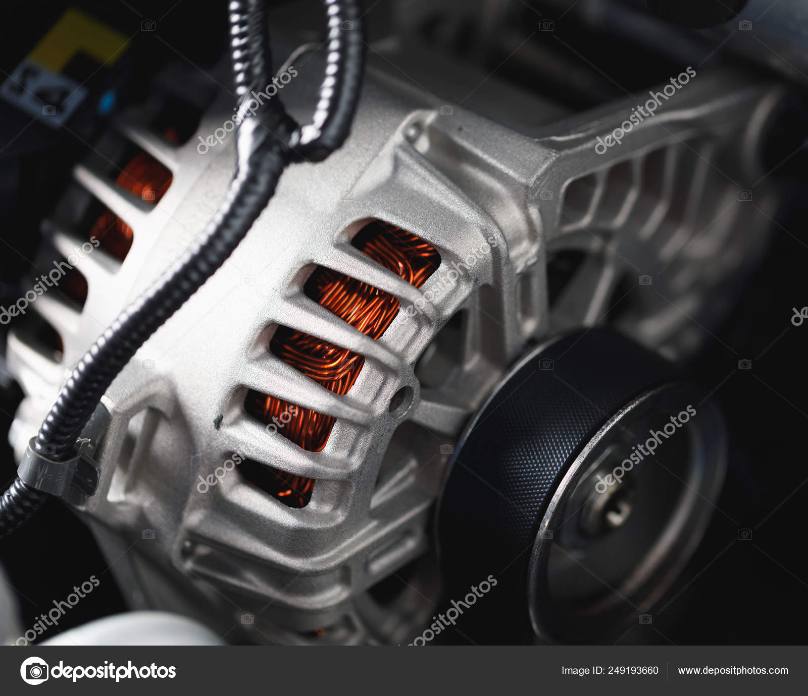 New car alternator, close-up view Stock Photo by ©nikkytok 249193660