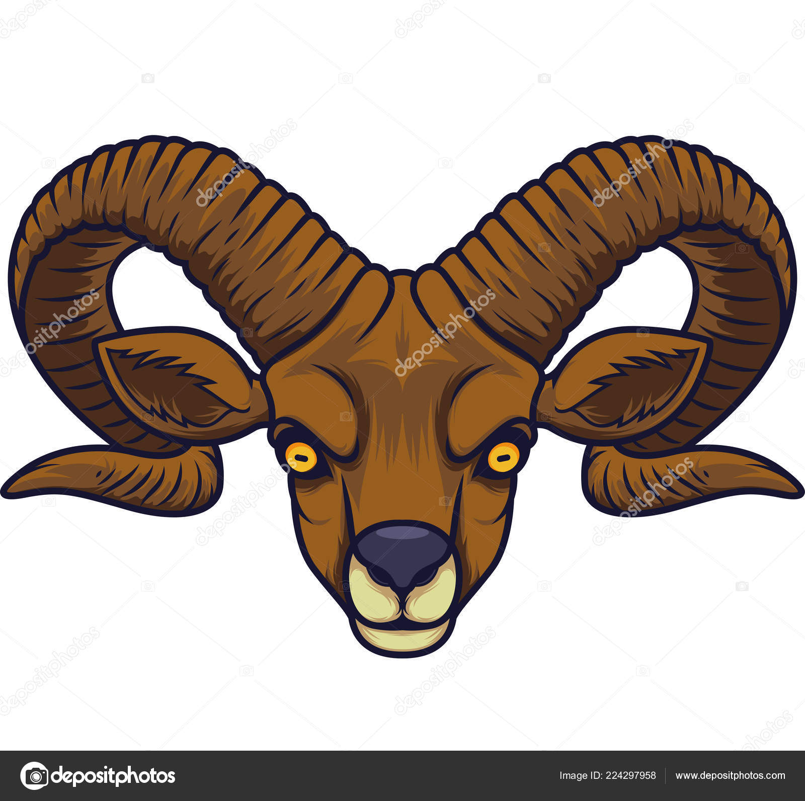 Angry Goat Head Mascot Stock Illustration by ©dagadu #224297958