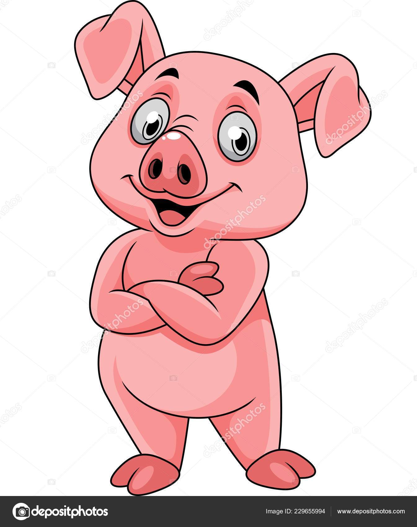 Cartoon Šťastný Prase Pózuje Stock Vektor od ©dagadu 229655994