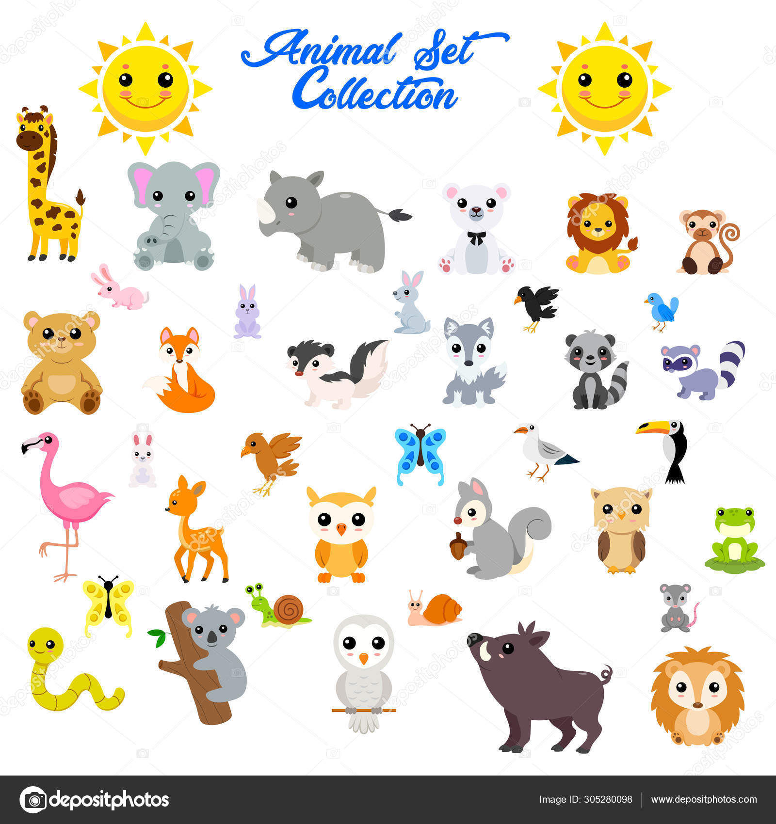 Big Vector Set Animals Stock Vector Image by ©dagadu #305280098