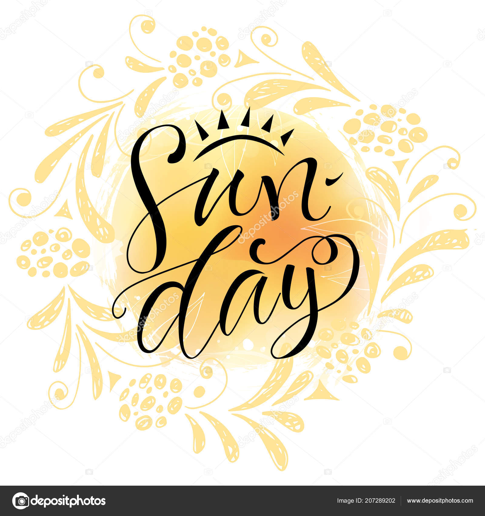 Sunday letteing on watercolor background Stock Vector by ©Ola-Ola 207289202