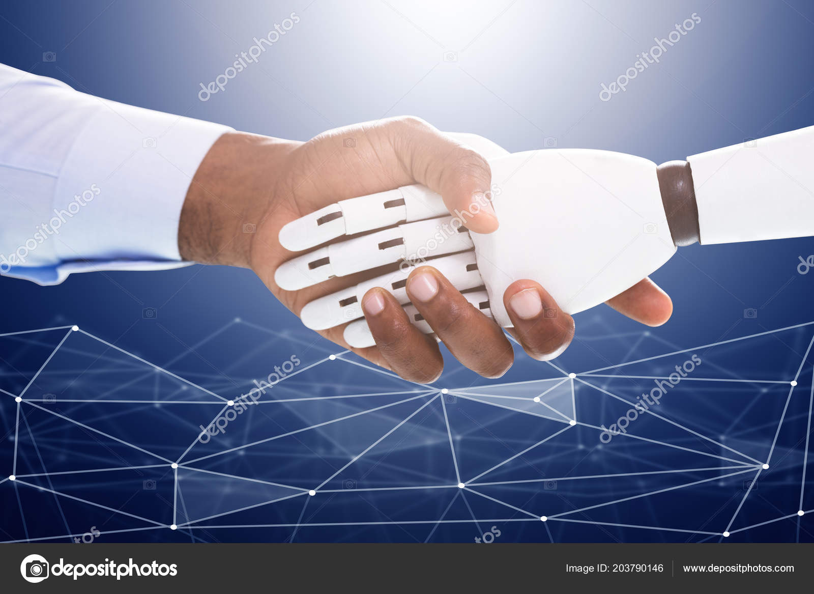 Robot Businessman Shaking Hands Digital Backdrop ⬇ Stock Photo, Image ...