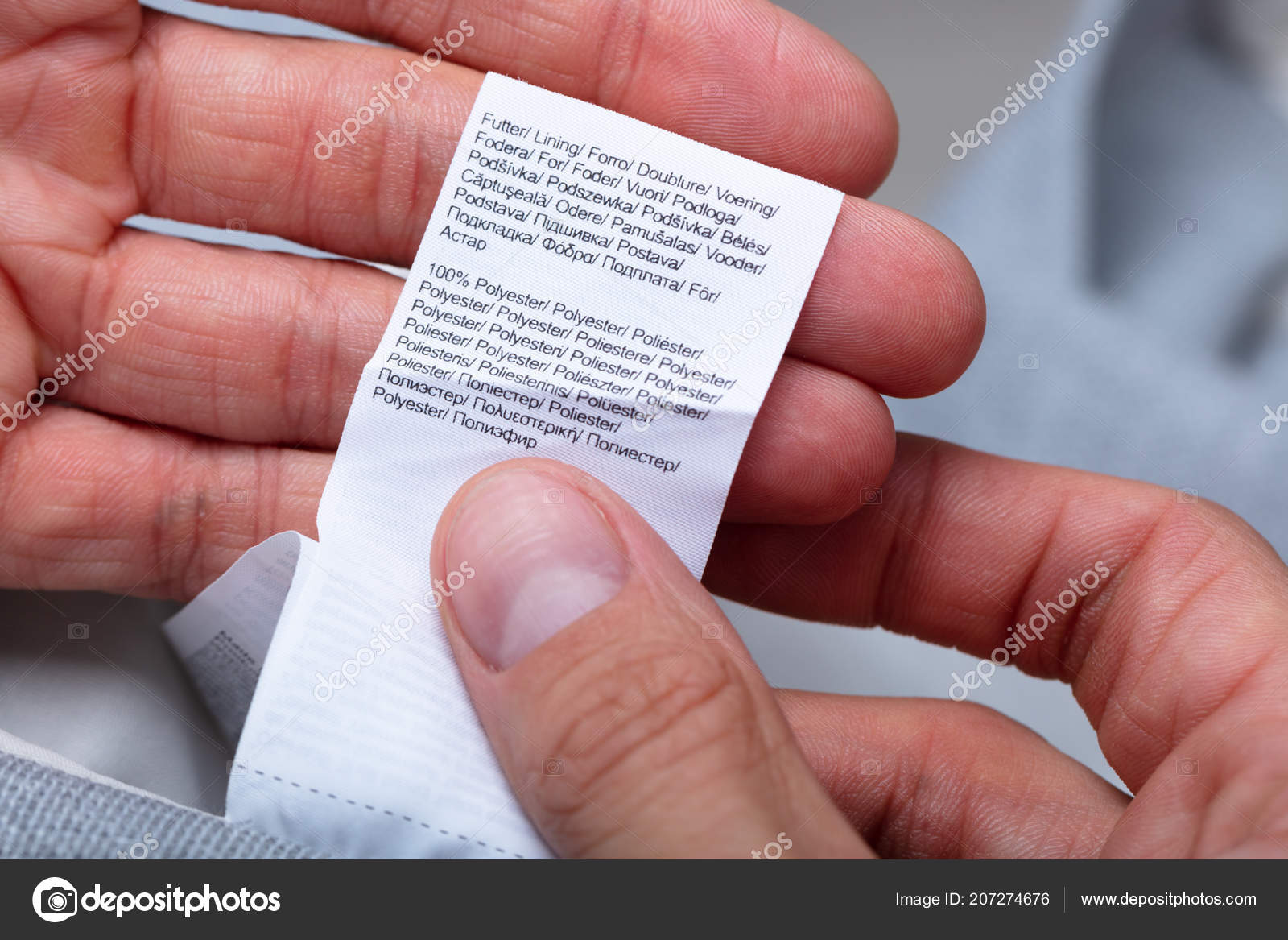Person Holding Label Showing Information Clothes — Stock Photo ...