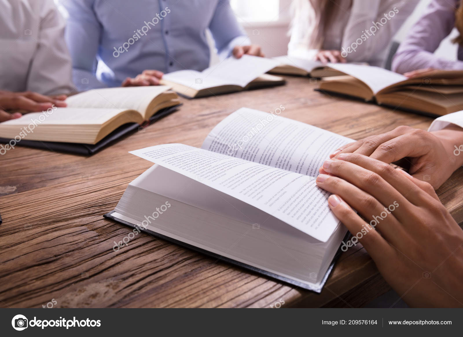 Group People Reading Bible Wooden Desk Stock Photo by ©AndreyPopov ...