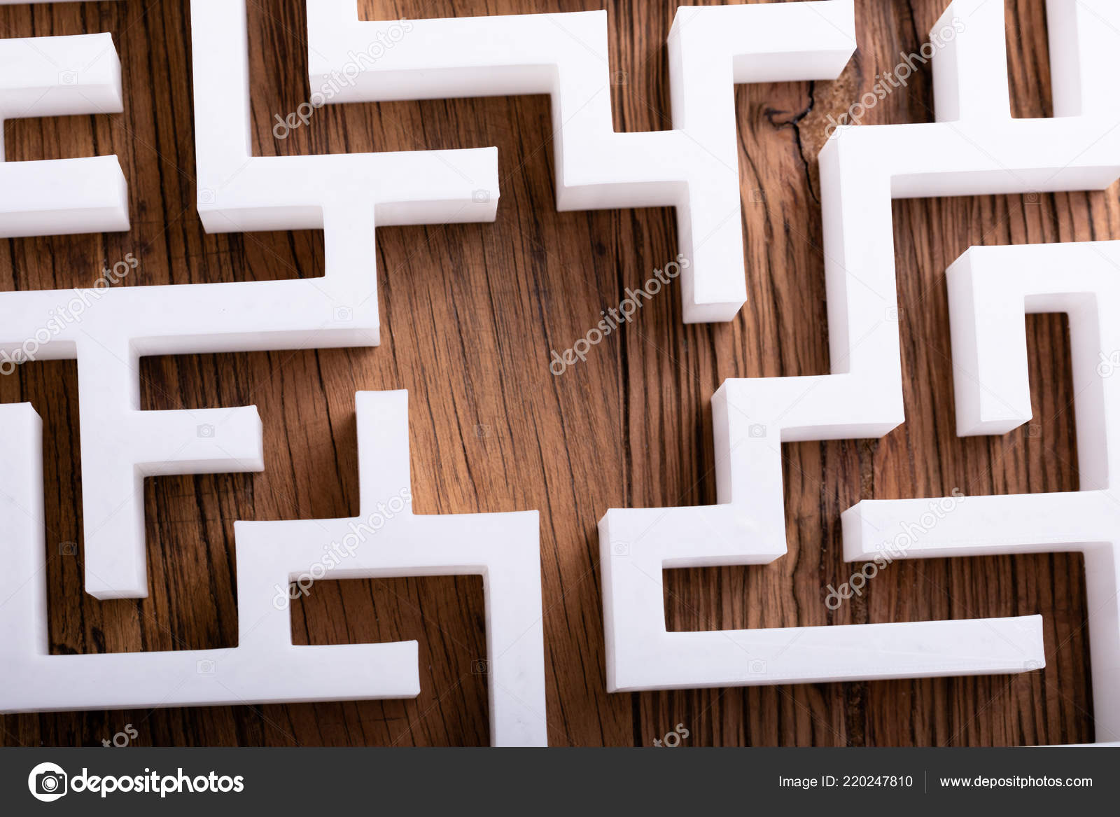 Overhead View Abstract White Maze Wooden Background Stock Photo by ...