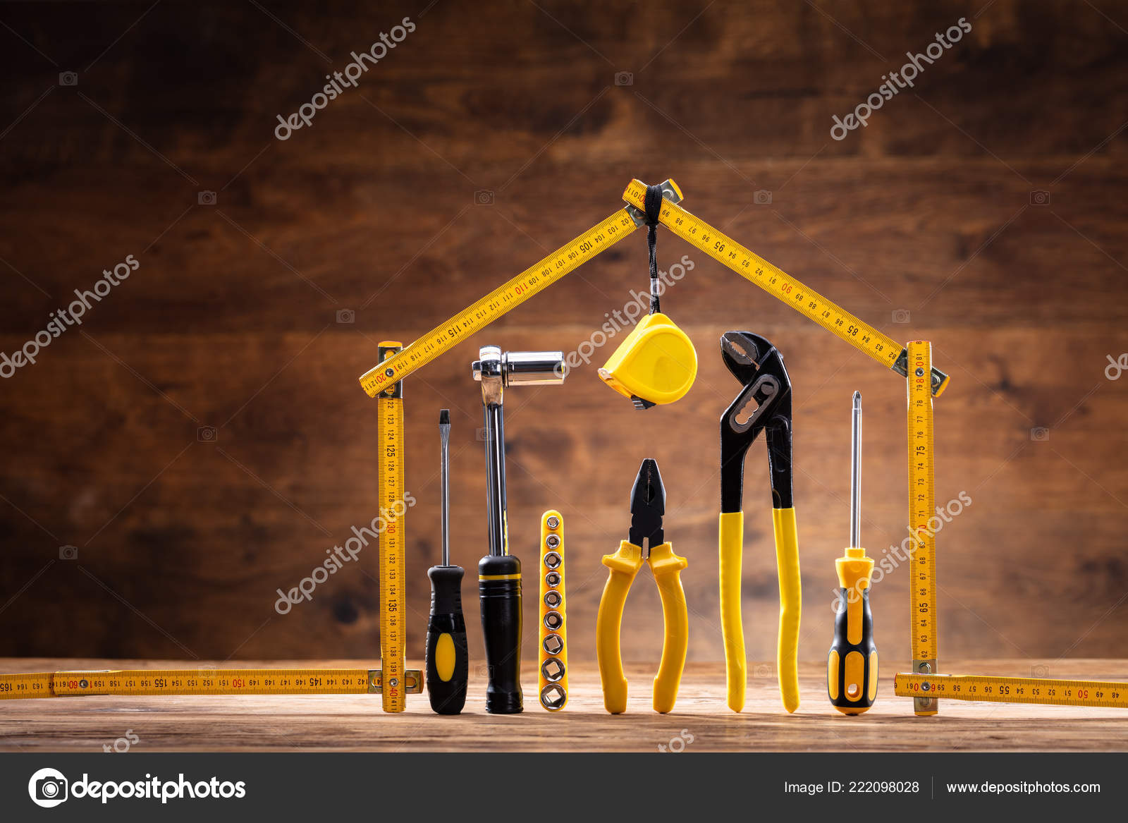 House Made Measuring Tape Tools Various Worktools Stock Photo by ...