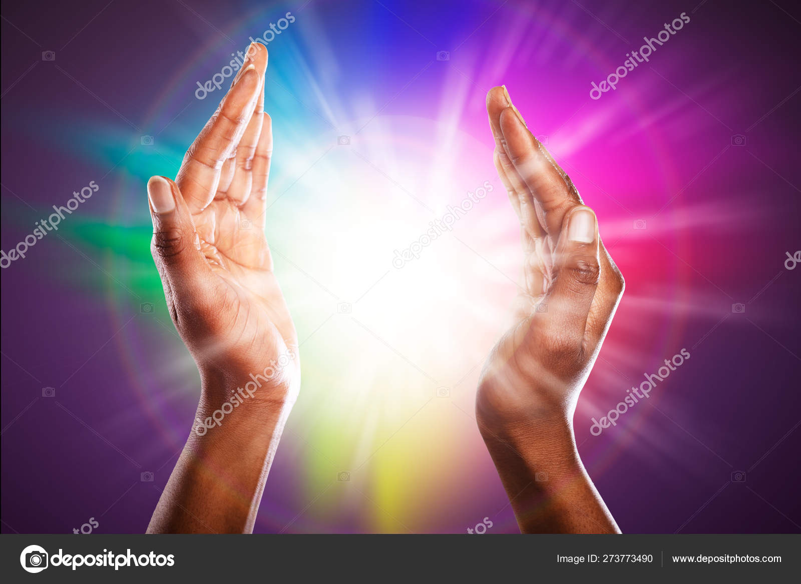 Close Mysterious Glowing Power Hands Stock Photo by ©AndreyPopov 273773490
