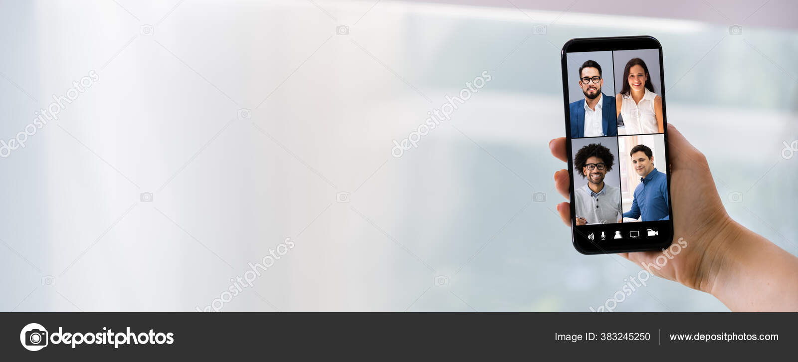 Video Conference Call Mobile Phone Close — Stock Photo © AndreyPopov ...