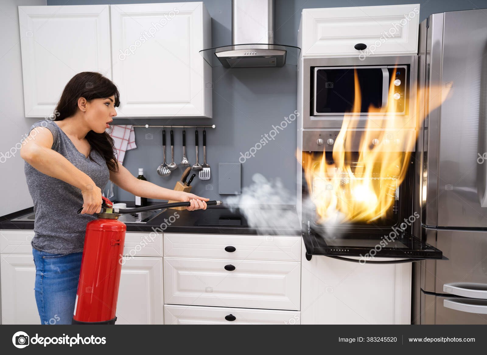 Fire Extinguisher Putting Out Fire