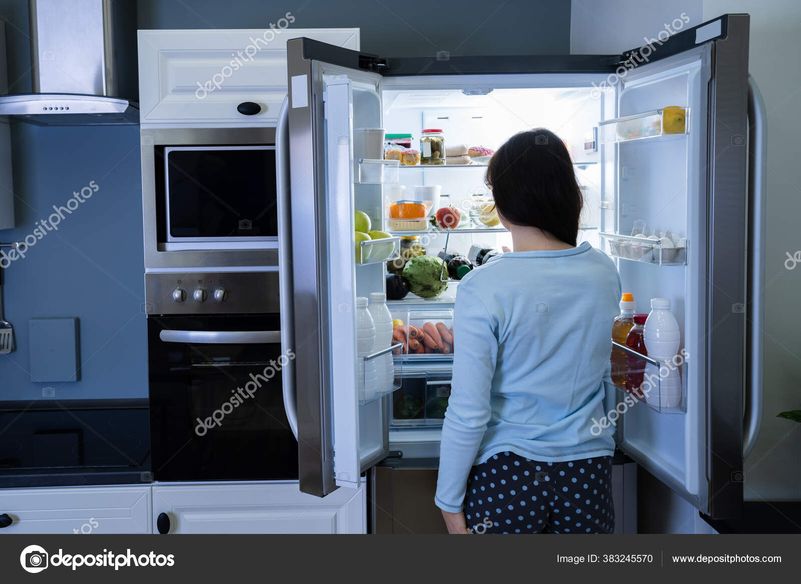 Open Refrigerator At Night