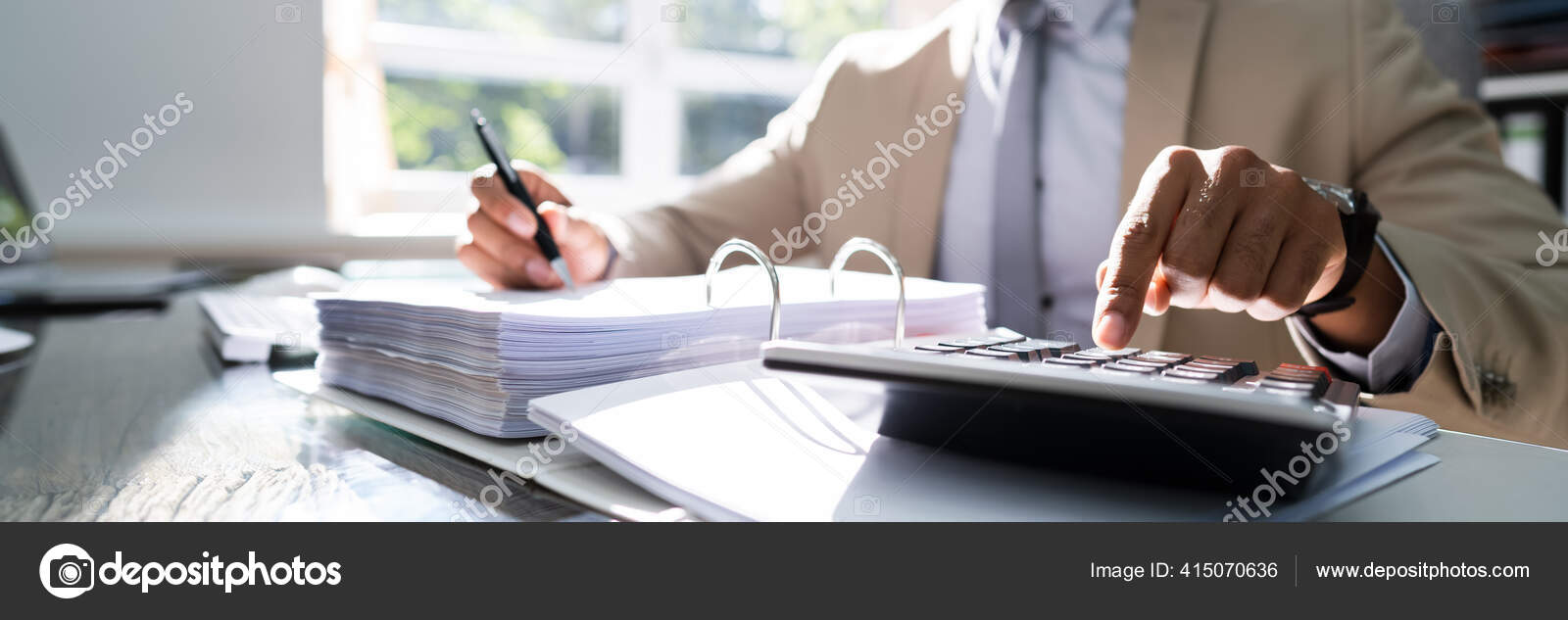 African American Accountant Manager Doing Tax Accounting — Stock Photo ...