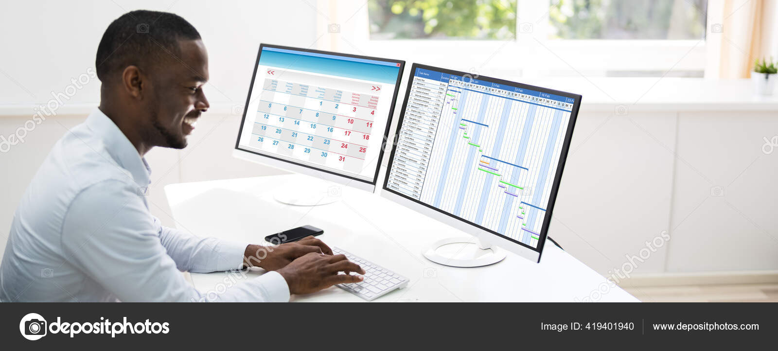 Tech Schedule List Computer Screen Gantt Calendar — Stock Photo ...