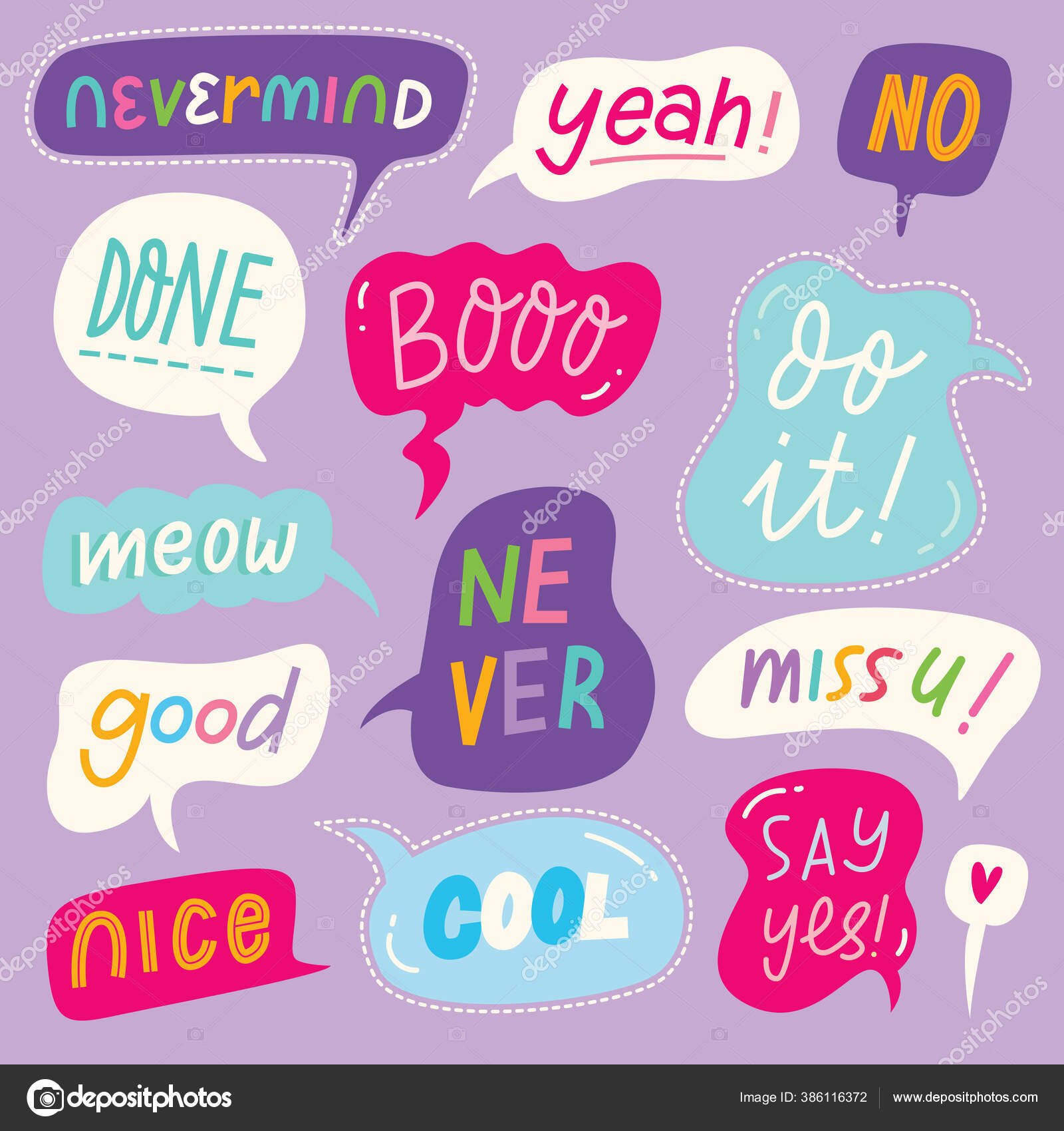 Vector Set Colorful Labels Hand Drawn Text Stock Vector Image by ...