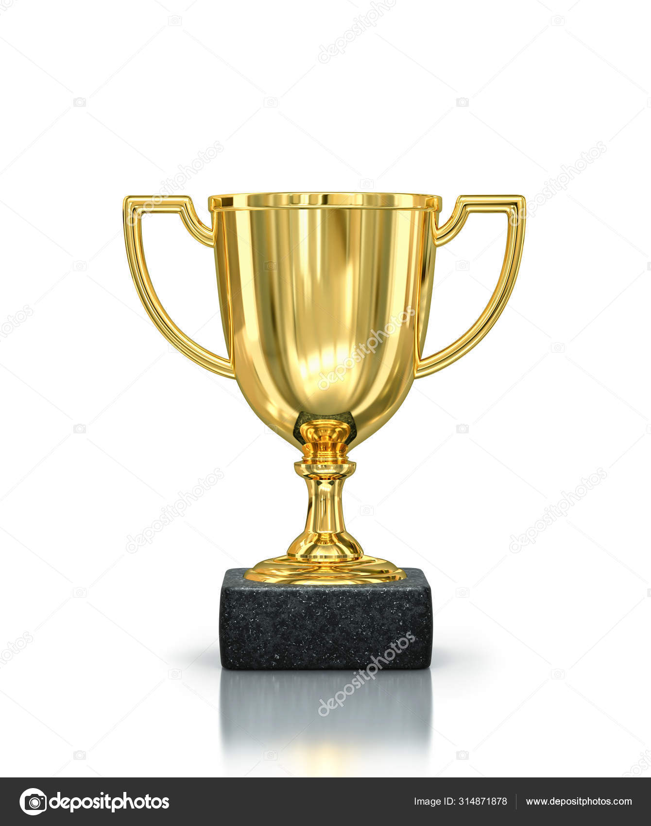 Golden champion cup with reflection isolated on white. Clipping Stock ...