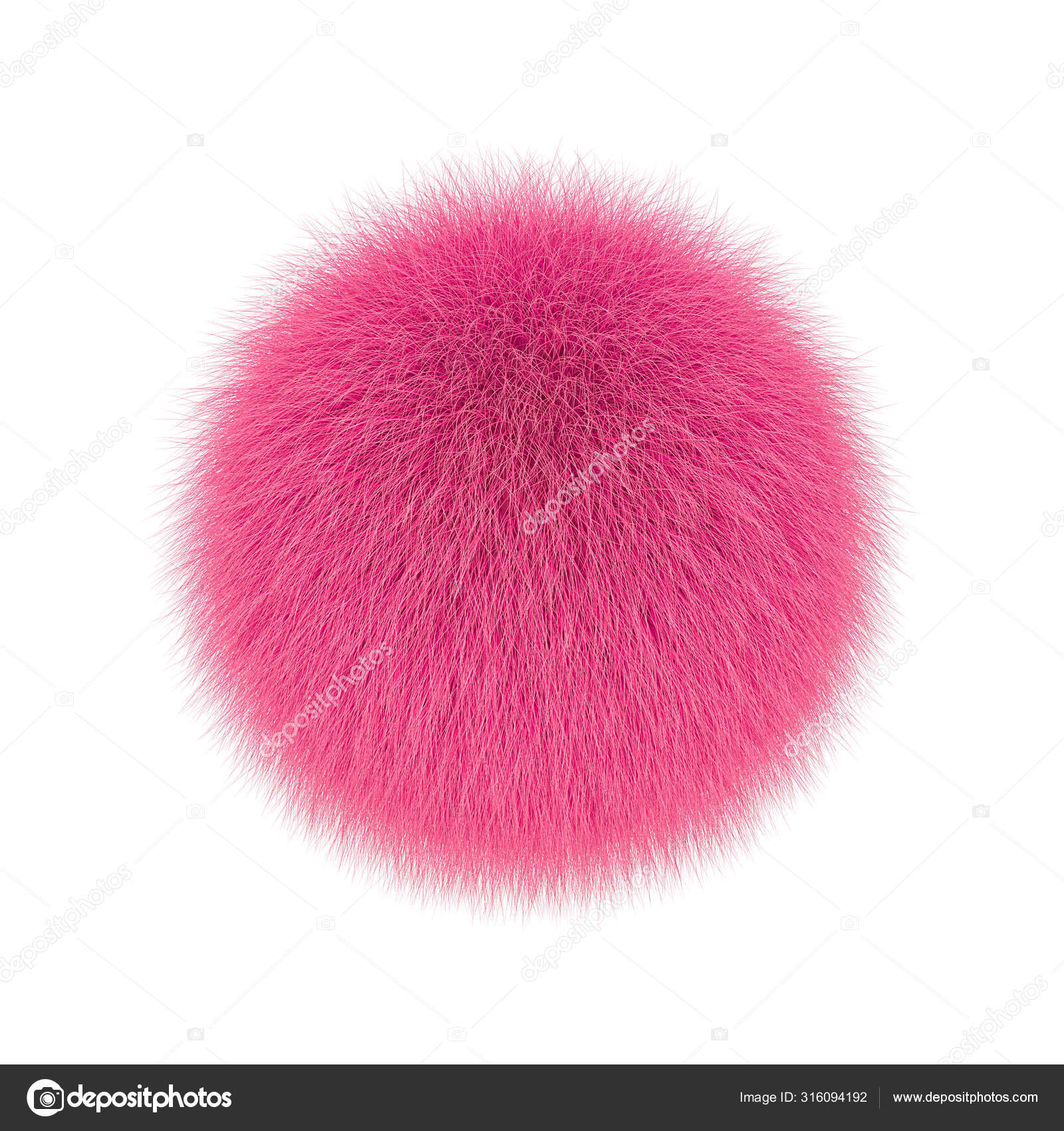 Pink fluffy ball, fur pompon isolated on white — Stock Photo © ptasha ...
