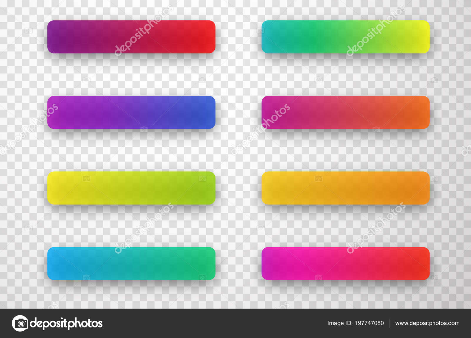 Set Colorful Rectangular Icon Templates Isolated Transparent Background ...