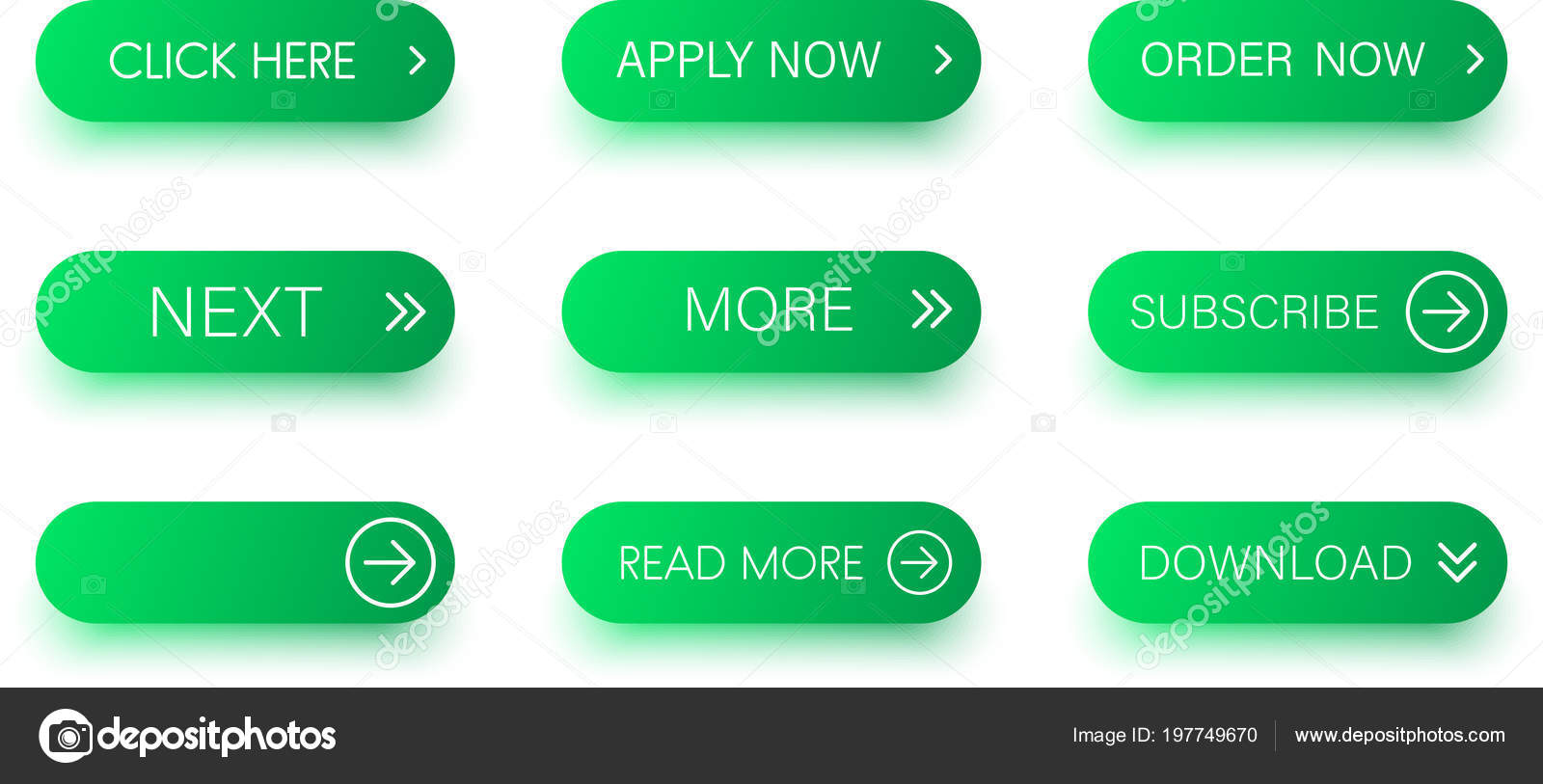 Set Green Icons Isolated White Background Vector Illustration Stock ...