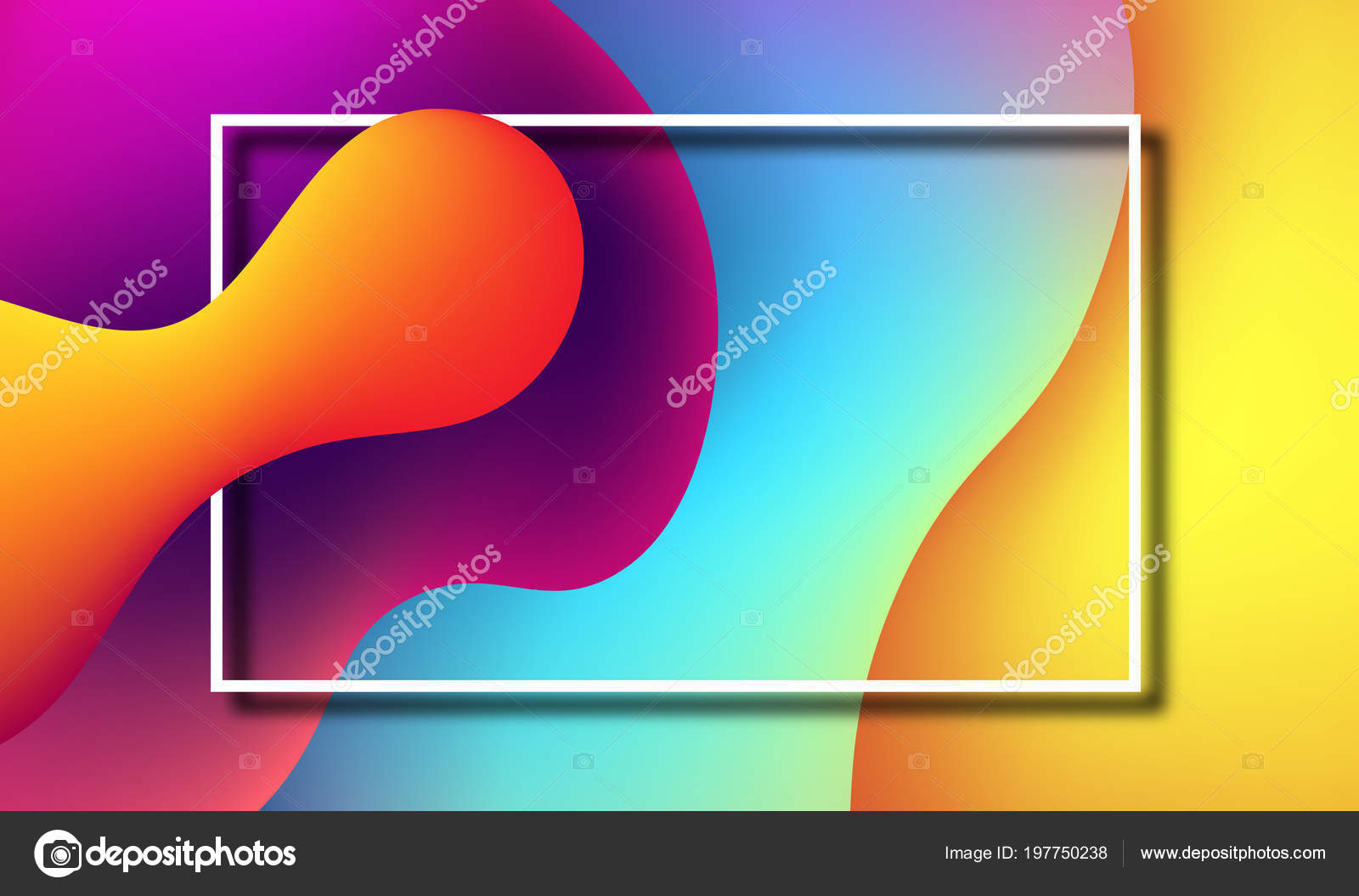 Fondo Colorido Abstracto Brillante Con Marco Rectangular Blanco ...