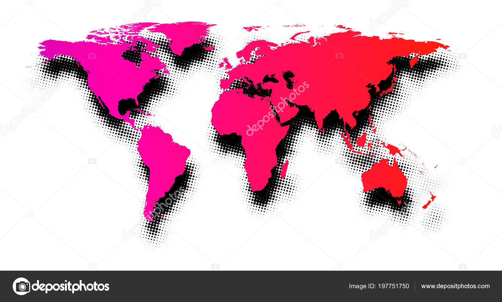Mapa Del Mundo Rosa Abstracto Con Sombra Punteada Sobre Fondo Vector de ...