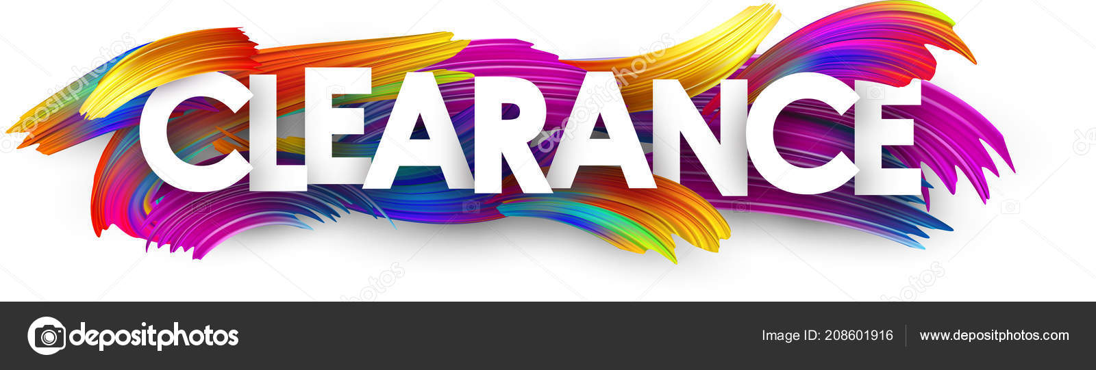 Clearance Banner Spectrum Brush Strokes White Background Sales ...