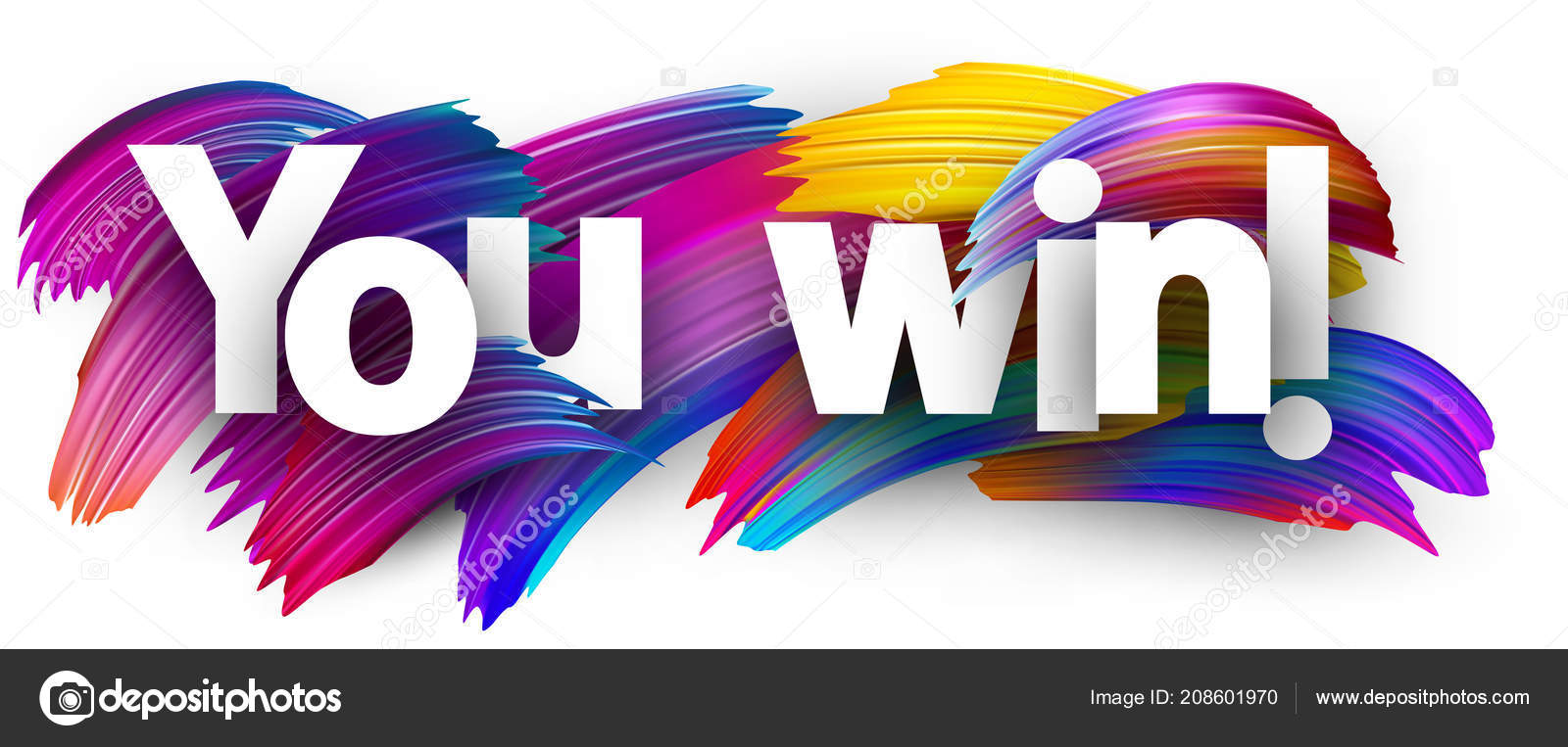 You Win Poster Spectrum Brush Strokes White Background Colorful ...