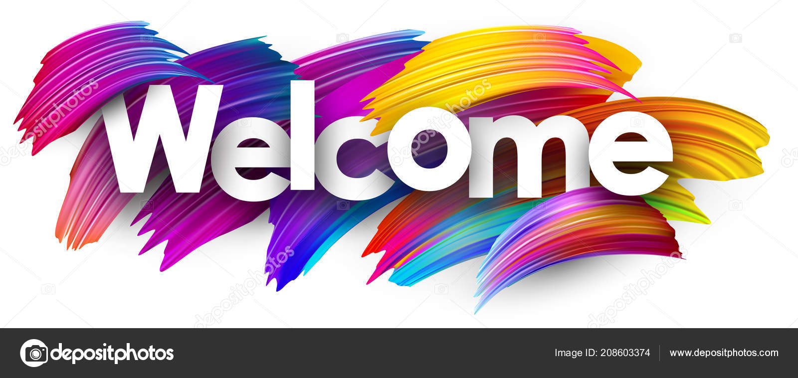 Welcome Poster Spectrum Brush Strokes White Background Colorful ...