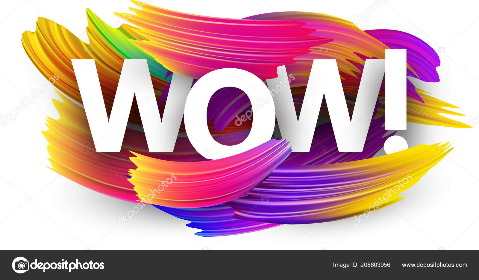 Wow Poster Spectrum Brush Strokes White Background Colorful Gradient ...